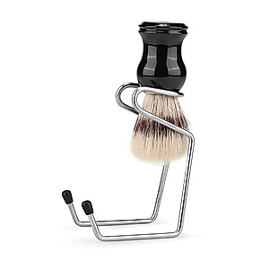 Aethland Shaving Brush Set for Men, 4 in 1 Include 100g Shaving soap, Badger Shaving Brush and Stainless Steel Shaving Stand & Shaving Bowl for Husband Father Birthday Boyfriend Gifts（B Black)