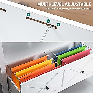 YITAHOME Wood File Cabinet with Charging Station, Drawer Filing Cabinet Cart, Farmhouse Nightstand Printer Stand for Home Office, Bedroom, Living Room, Entryway, Black & White