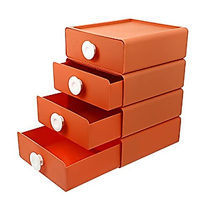 OHPHCALL 4pcs Drawer Storage Box Desktop Storage Case Vanity Drawers Storage Rack Organizer Makeup Organizer Drawers Drawer Vanity Organizer Storage Drawers Tabletop Storage Case Orange Pp