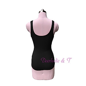 Deerludie & T Womens Scoop Neck Ribbed Tank Tops Low Cut Solid Sexy Summer Sleeveless Henley Shirts U-Black M