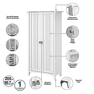 Bush Furniture Salinas Kitchen Pantry Cabinet with Doors, Pure White and Shiplap Gray