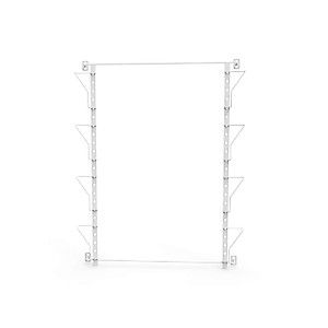 FixtureDisplays® Up to 19.75" Wide 4-Pocket Adjustable Display Rack, Wall Mounted Greeting Post Card Christmas Holiday Card Holders White Bars Silver Pockets 11608-WHITE-SINGLE-NPF-SL