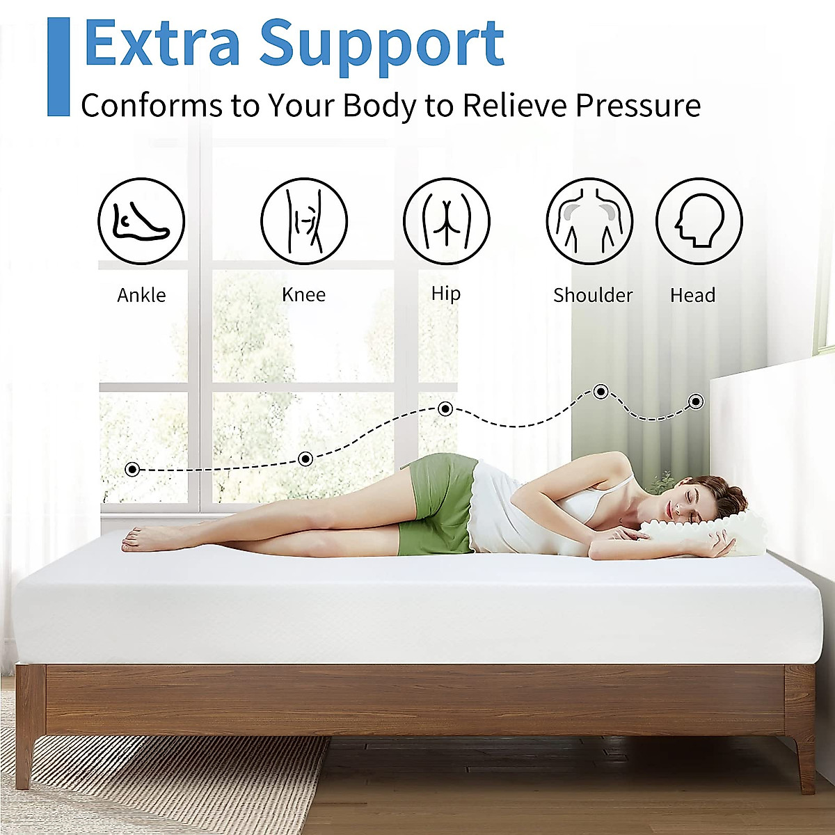 CL.HPAHKL 8 inch Gel Memory Foam Mattress Comfort Twin Mattress Medium Firm Mattresses Bed-in-a-Box CertiPUR-US Certified for Cool Sleep & Pressure Relief, White