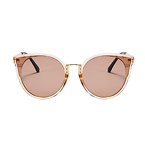 FEISEDY Vintage Polarized Cat Eye Sunglasses for Women Oversized Round Sunglasses Anti Glare B7000