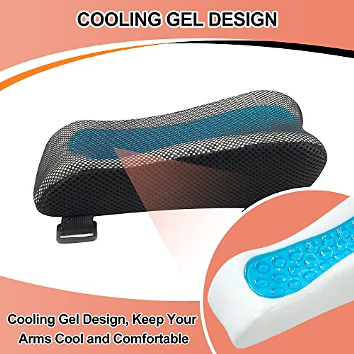 GUFAOWI Upgraded Office Chair Arm Pads with Cooling Gel, Ergonomic Memory Foam Armrest Pads for Office Chair Gaming Chair Arm Rest Covers for Desk Chair Armrest Cushions (Set of 2)