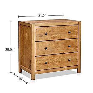 MUSEHOMEINC Rustic Wood with 3-Drawer Dresser,Storage Night Stand,Round Metal knobs,Oak Finish
