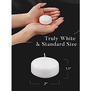 Ashlux White Floating Candles 2 inch, 24 Pack Floating Candles 5-6 Hours Long Burning, Unscented Floating Candles for Centerpieces, Wedding, Proposal Decorations, Romantic Night for Her/Him Set