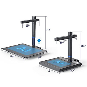 CZUR Shine 800A3 Surface Pro Professional Document Scanner, 8MP Document Camera + Working Surface, A3 Book Scanner for Computer/Laptop, 180+ Languages OCR, Fast Scan 1s/Page, for PC/Mac