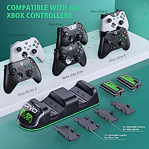 OIVO XSX Controller Charger Station with 2 Packs 3360mWh Rechargeable Battery for Xbox Series X/S/One/Elite/Core Controller, Charging Dock with 4 Packs Covers