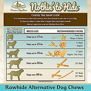 Fieldcrest Farms Nothing to Hide Natural Rawhide Alternative Large 10'' Rolls for Dogs - 3 Pack (6 Chews) Premium Grade Easily Digestible Chews - Great for Dental Health (Beef)