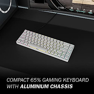 Durgod Hades 68 RGB Mechanical Gaming Keyboard - 65% Layout - Cherry Profile - Doubleshot PBT - USB Type C - Aluminium Chassis (Gateron Brown, White)