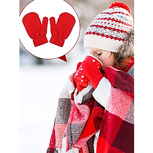 Sumind 12 Pairs Kids Mitten Knitted Toddler Mittens Winter Warm Stretch Gloves Infant Mitten Gloves for Boys Girls (Bright Colors)