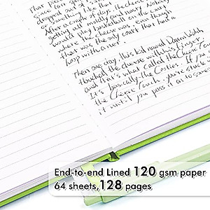 feela 24 Pack Journal Notebook Bulk for Work, Business Notebook Hardcover Lined Writing Journal with Pen Holder for Men Women Note Taking, with 24 Black Pens, 120 GSM, 5.1”x8.3”, A5, Green