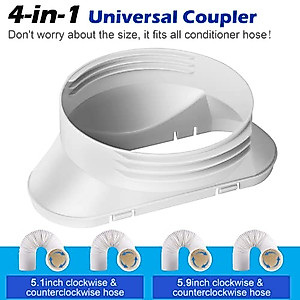 TigeJoy Portable Air Conditioner Window Seal Kit with Universal Coupler, Reinforced PVC Plate Adjustable AC Vent Kit for Sliding Window, Fit for All AC with 5.9 & 5.1 Inch Diameter Exhaust Hose