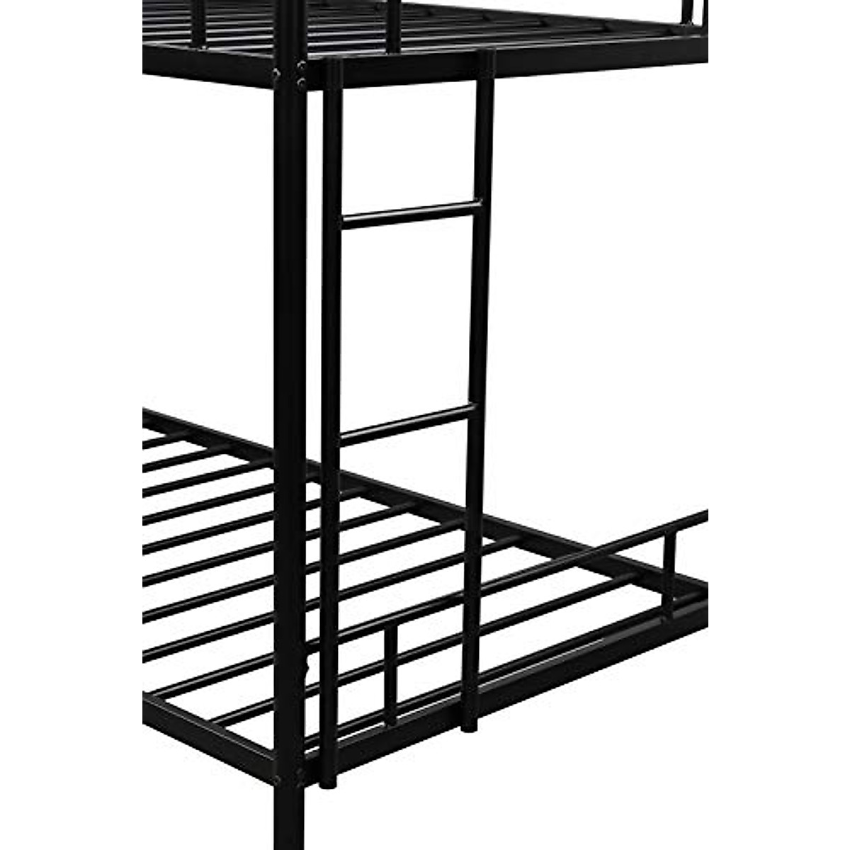 Olela Twin Over Twin Metal Bunk Beds,Heavy Duty Steel Bed Frame with Safety Rail and 2 Ladders for Boys Girls Adults Dormitory Bedroom,No Box Spring Needed,Black