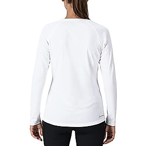 NAVISKIN Women's UPF 50+ Sun Protection Long Sleeve Shirts Rash Guard Shirts Quick Dry Lightweight Hiking Shirts White Size L
