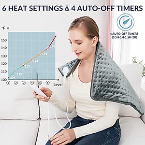 Aholard Electric Heating Pad - 30"x16" Large Heating Pad for Back Pain and Cramps Relief, Heat Pad with 4 Auto Shut Off 6 Heat Settings, Soft Moist Heated Pad Dry Therapy for Shoulder Neck Washable