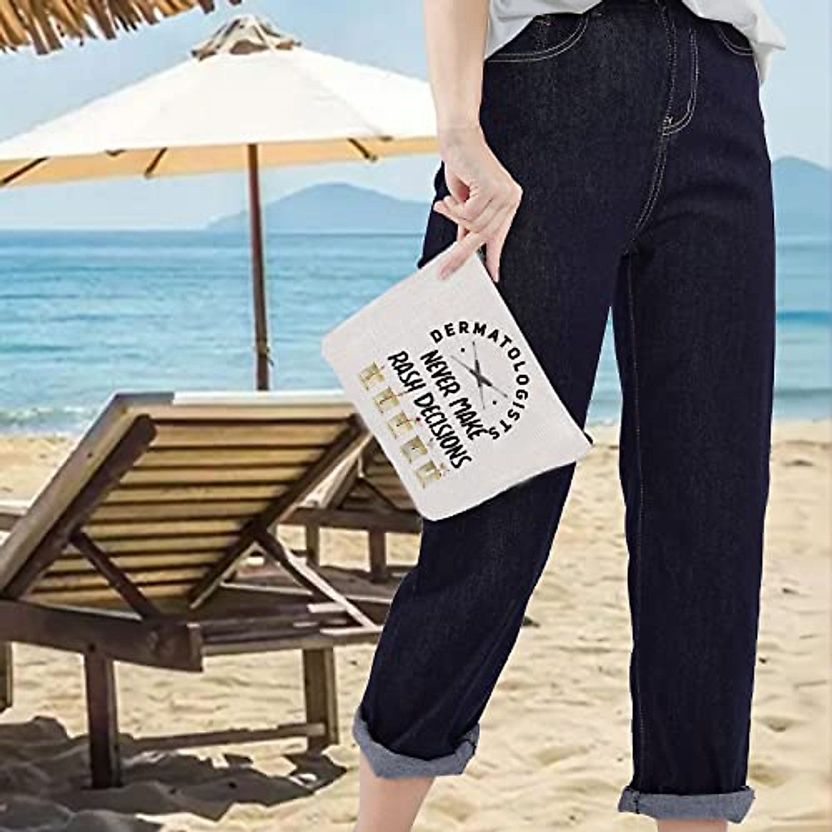 LEVLO Dermatologists Cosmetic Make Up Bag Dermatology Gift Dermatologists Never Make Rash Decisions Makeup Zipper Pouch Bag For Dermatology Graduation (Dermatologists)