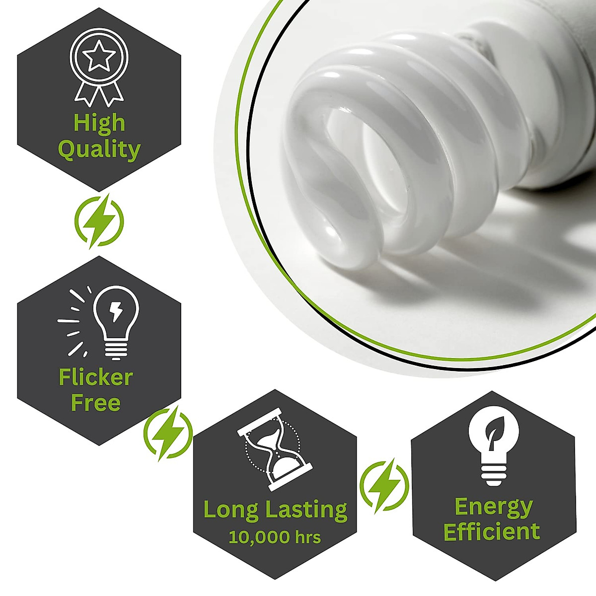 Xtricity Compact Fluorescent Light Bulbs T2 Spiral, E26 Base, 13W (60W Equivalent), 5000k Daylight, 900 Lumens, CFL, 120V - UL Listed, (8 Pack)