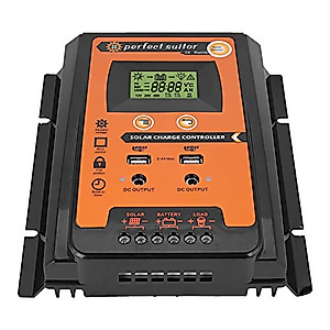 Qiilu PWM Solar Charge Controller Solar Panel Battery Intelligent Regulator with Dual USB LCD Display (50A)