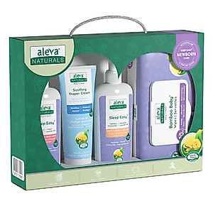 Aleva Naturals Bamboo Baby Wipes Set with Pacifier & Toy, Nose 'n' Blows, Tooth 'n' Gum & Diaper Wipes - Plant-Based Natural and Organic Formula, Hypoallergenic, Biodegradable - 4 Piece Set