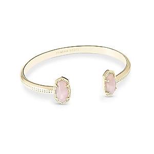 Kendra Scott Elton Cuff Bracelet for Women, Fashion Jewelry, 14k Gold-Plated, Rose Quartz