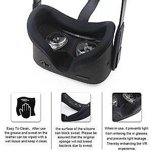 AMVR Touch Controller Grip Cover, Leather Fashion Travel Case, Face Silicone Cover Mask, VR Headset Display Stand, Lens Protect Pad, Nose Pad Replacement Accessories Gift Set for Oculus Quest 1