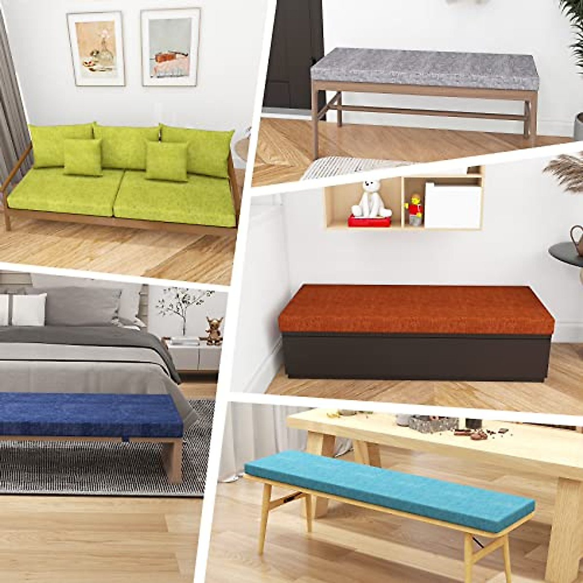 ROFIELTY Bench Cushion 36 inch, Soft Thickened Bench Cushions for Indoor Furniture, Durable Outdoor/Indoor Bench Seat Cushion，Multi-Scene Use. (36x14x2.5, Light Gray)