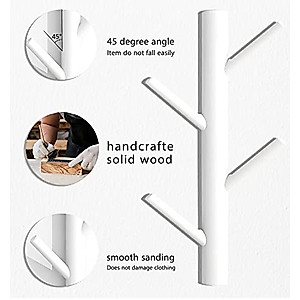 Liywall - 4 Hooks Hanging Pegs Modern Wall Mounted Coat and Hat Rack,Wood Hook Wall Decor Hanger for Bedroom and Bathroom，Heavy Duty Easy Assembly - 3 Pack White