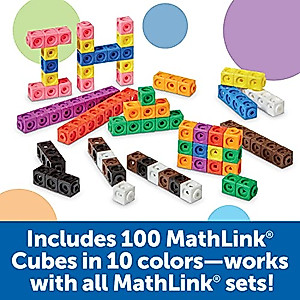 Learning Resources STEM Explorers MathLink Builders - 100 Pieces, Ages 5+, Kindergarten STEM Activities, Math Activity Set and Games for Kids, Linking Cubes, Connecting Cubes,Back to School Supplies