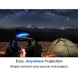 Optoma LV130 Mini Projector, Bright and Ultra Portable LED Cinema in Your Pocket, 4.5 Hour Built-in Battery, HDMI, USB, DLP Projector with Amazing Colors
