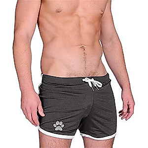 Workout Shorts Men's Funny Dog Paw Print Gym Sports Running Shorts Breathing Athletic Gym Mesh Shorts Jogging Short Black