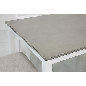 Signature Design by Ashley Stonehollow Modern Farmhouse Dining Table with Upholstered Chairs and Bench, Set of 6, White & Gray