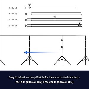 LimoStudio (Heavy Duty) 20 ft. Wide x 10.3 ft. Tall Backdrop Stands, High Stability with 1.45" Thick Pole, Adjustable Width & Length, Background Support System Kit with Super Spring Clamps, AGG2280