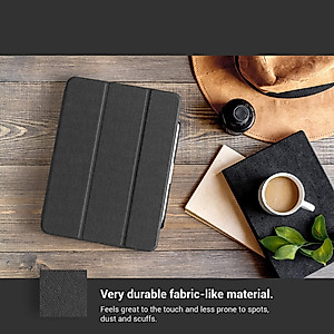 TineeOwl Mocha iPad Air M2 (2024), iPad Air 5/4 Case (2022,2020) 5th/4th Generation 10.9 Ultra Slim Matte Case with Pencil Holder + Tri-fold Smart Cover, Absorbs Shock, Lightweight (Black)