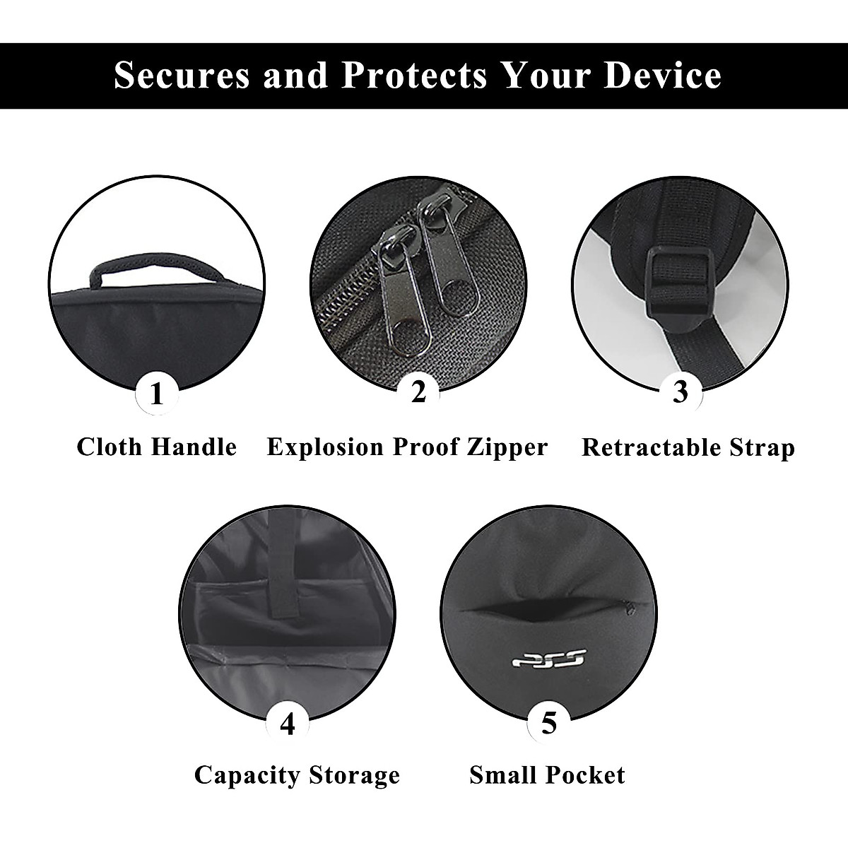 Gaming Console Backpack for , Nylon Fabric Shockproof Waterproof Travel Carrying Case, Travel Case for Headset and Game Accessories