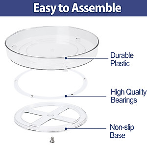 LotFancy Lazy Susan Organizers, 4 Pack 10.6” Clear Lazy Susan Turntable for Kitchen, Cabinet, Fridge, Pantry, Countertop, Bathroom Storage