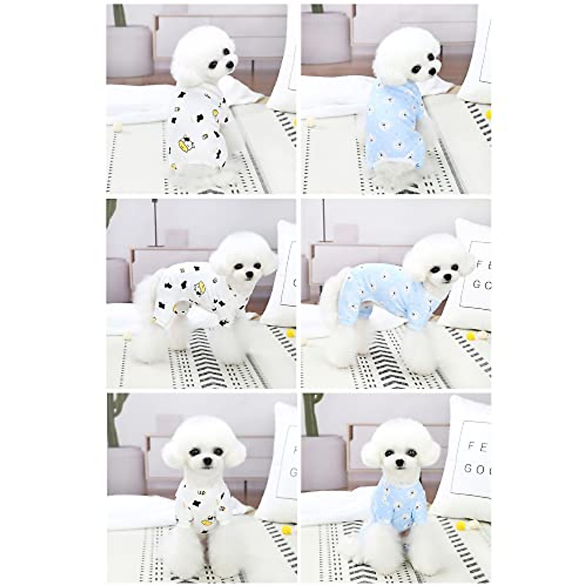 2 Pieces Dog Pajamas Cute Printed for Cotton Puppy Clothes Holiday Festival Party Dogs Costumes Doggie Shirts Cat Outfits Dog Sweatshirt for Small Dogs Cats Boy Girl Clothes