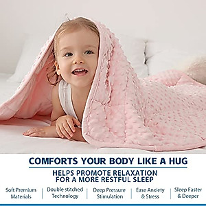 Huloo Sleep Kids Weighted Blanket Twin 7lbs (41"×60",Pink) Breathable Soft Minky Weighted Throw Blanket for All Season,Heavy Blanket with Premium Glass Beads