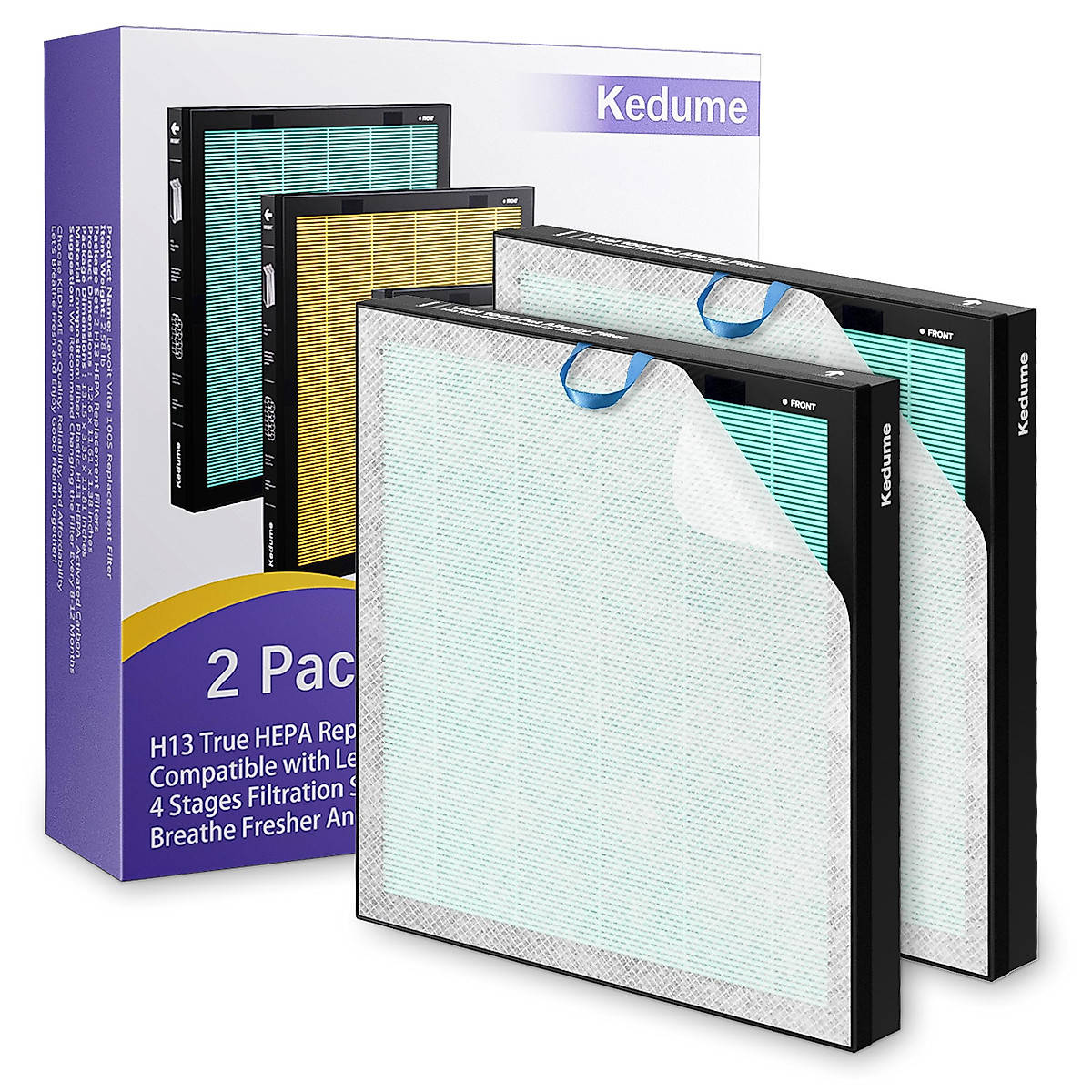 Vital 100S Toxin Absorber Replacement Filter for LEVOIT Vital 100S Smart WiFi Air Puri-fier, True 4-in-1 HEPA and High-Efficiency Activated Carbon Filter, Vital 100S-RF-TX (LRF-V102-GUS), 2Pack, Green