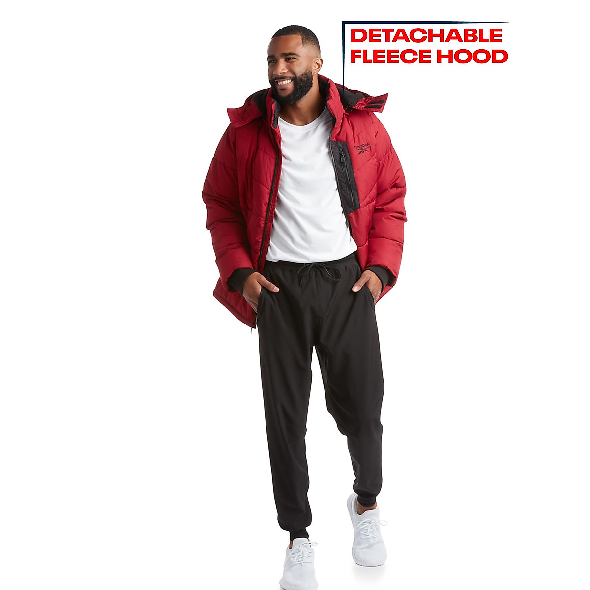 Reebok Men's Winter Jacket - Heavyweight Quilted Puffer Parka Coat - Weather Resistant Jacket for Men (L-XXL), Size Large, Dark Red