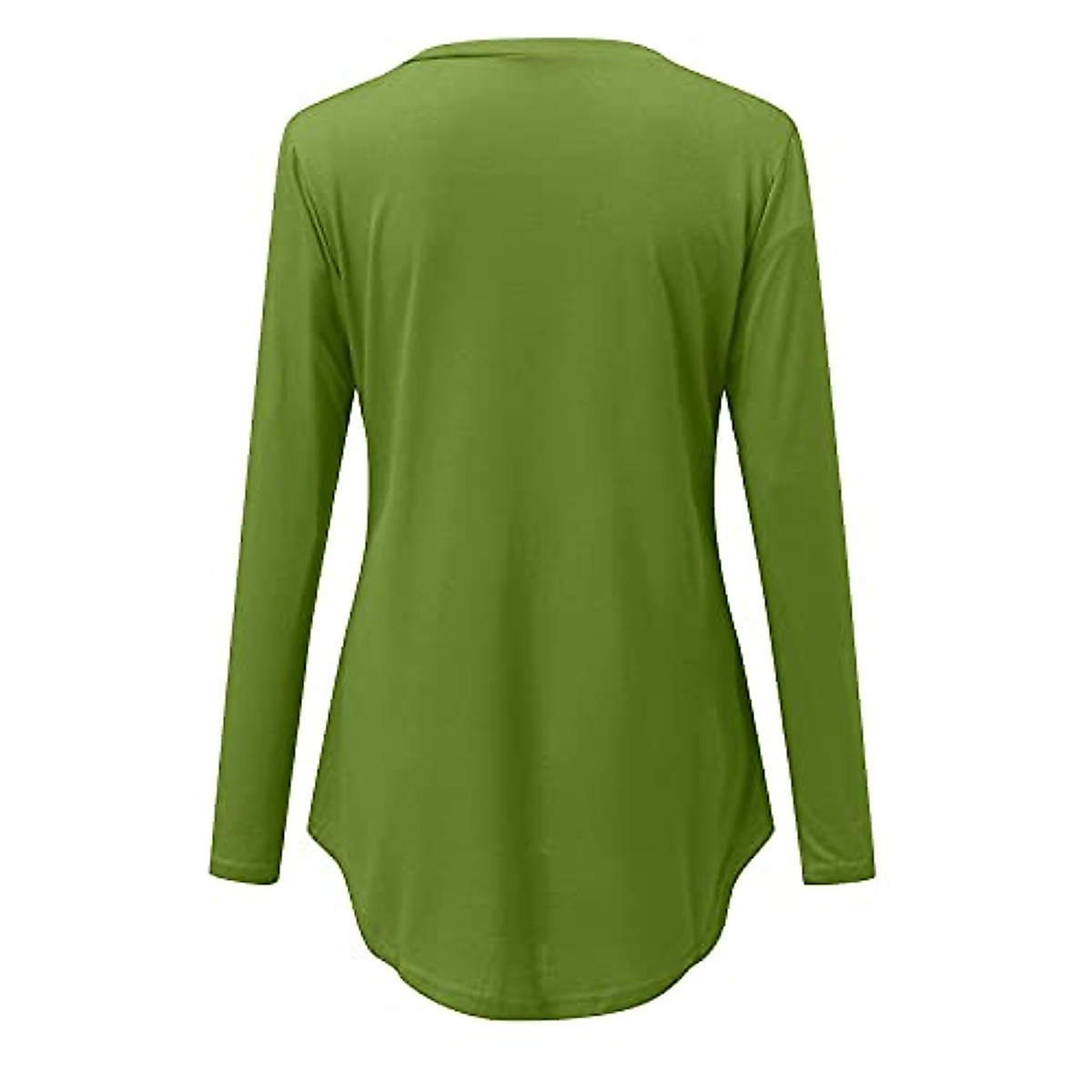 Womens Casual Long Sleeve Tunic Shirts Round Neck Button Side Blouses Tops Womens Tops Dressy Casual 3/4 Sleeve V Neck Green