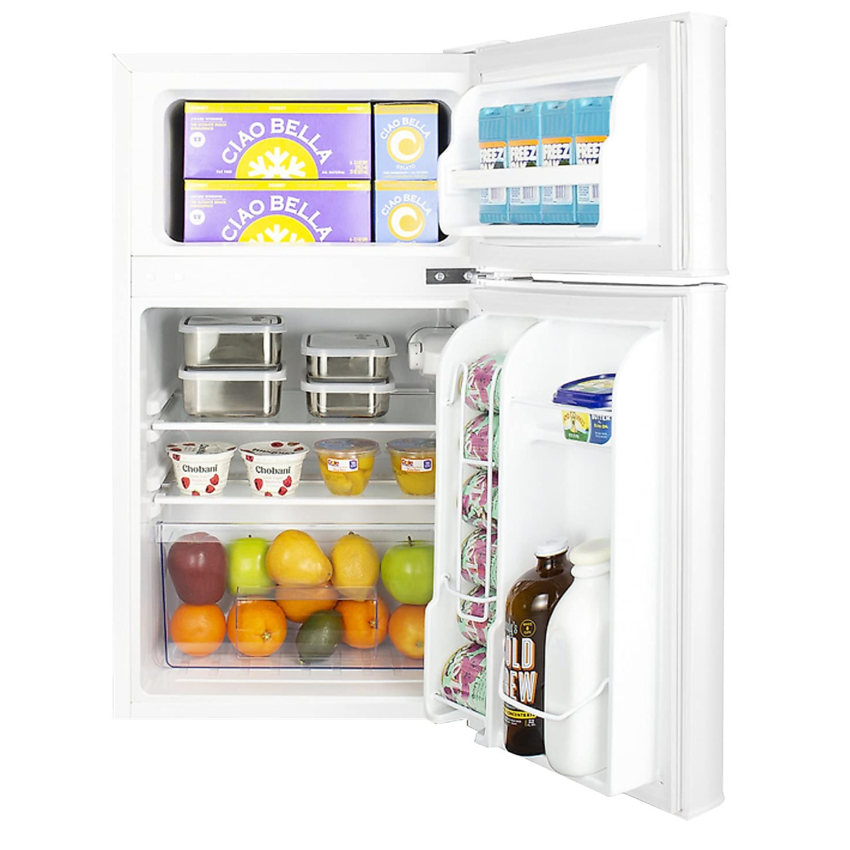 Summit Appliance CP34W ENERGY STAR Certified 19" Wide Counter Height 2-Door Refrigerator-Freezer in White with Cycle Defrost, Adjustable Thermostat, Interior Light