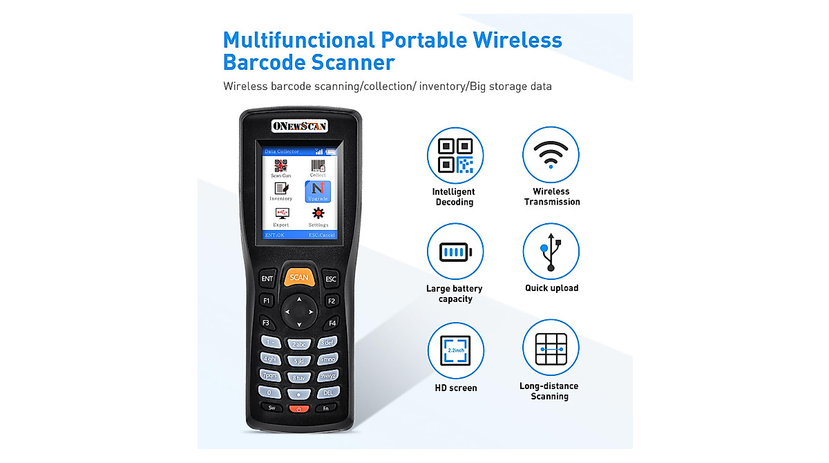 Onewscan Wireless Barcode Scanner - Portable Inventory Device