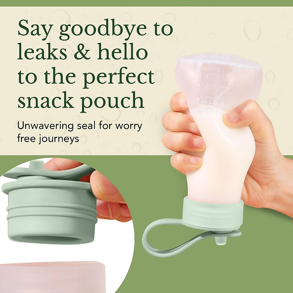 Renew Rations Silicone Reusable Pouches for Toddlers, Refillable BPA-Free Baby Food Pouches, Freezer & Dishwasher Safe - Ideal for Baby Food Puree, Applesauce & Smoothies 240 ml / 8 oz - Pack of 2