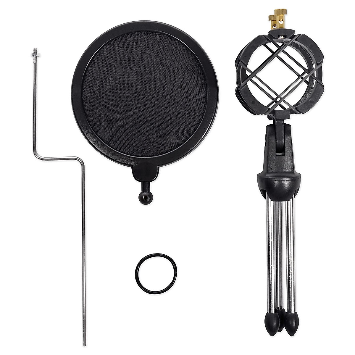 Rockville RTMS21 Desktop Tripod Microphone Stand with Pop Filter + Shock Mount