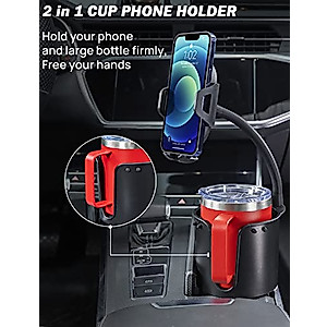 JOYTUTUS Cup Holder Phone Holder for car, Upgraded Universal Cell Phone Mount for Car, Large Car Cup Holder Expander, with Elastic Force Piece, Compatible with iPhone, Samsung & All Smartphones