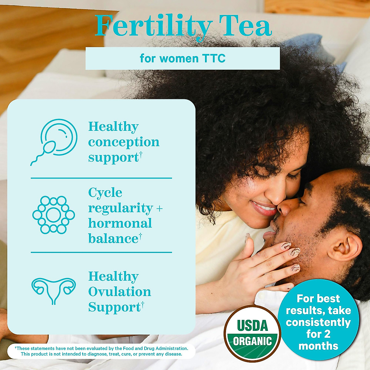 Pink Stork Fertility Tea for Conception and Hormone Balance with Organic Mint, Vitex, and Red Raspberry Leaf, Caffeine Free - Mint, 15 Sachets