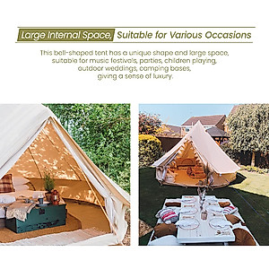 MC TOMOUNT Canvas Tent Bell Tent Yurt with Stove Jack Zipped Removable Floor for Glamping Truck Car Camping