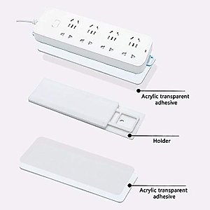 Secho Power Strip Holder Fixator, No Hole Plug-in Wall Socket Sticker Fixer, Loading 10Kg Maximum, for Desk, Wall, WiFi Router, Remote Control, Paper Towel Box (3 Packs)